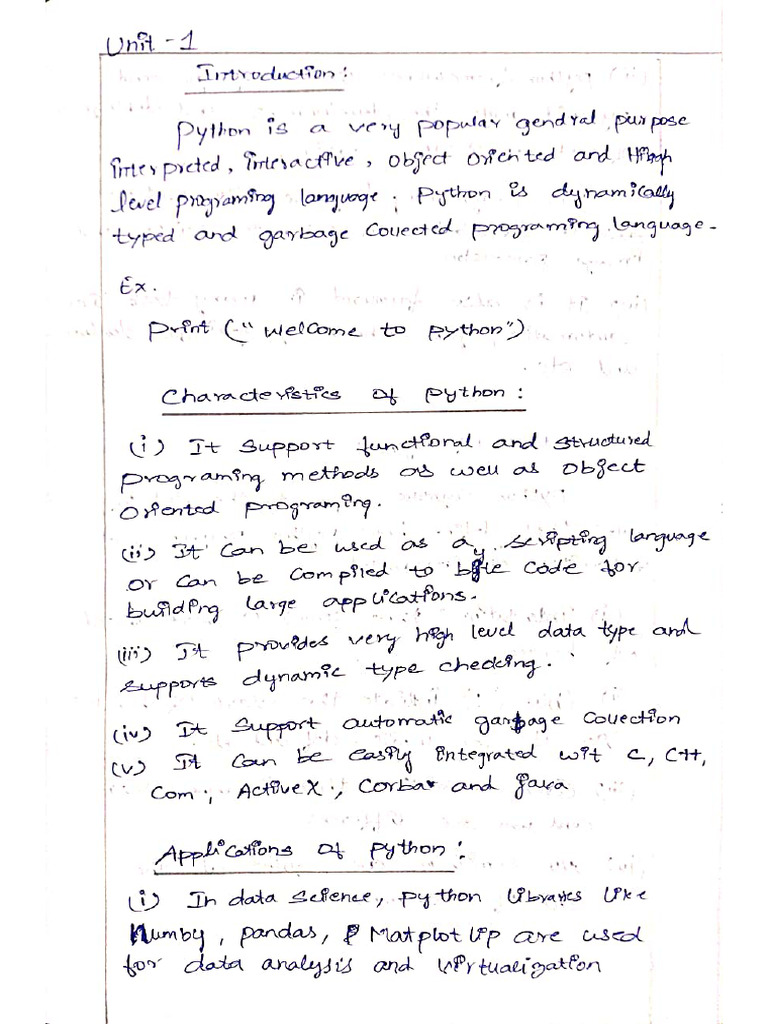 Python Unit 1 | PDF