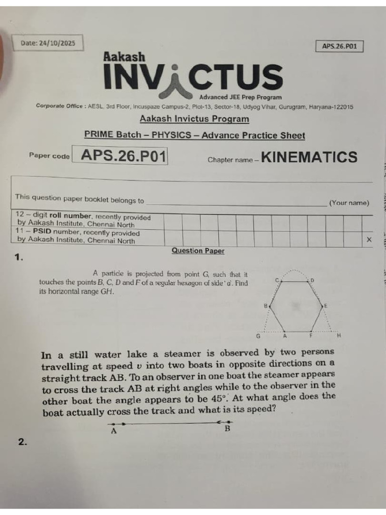 Kinematics Worksheet | PDF