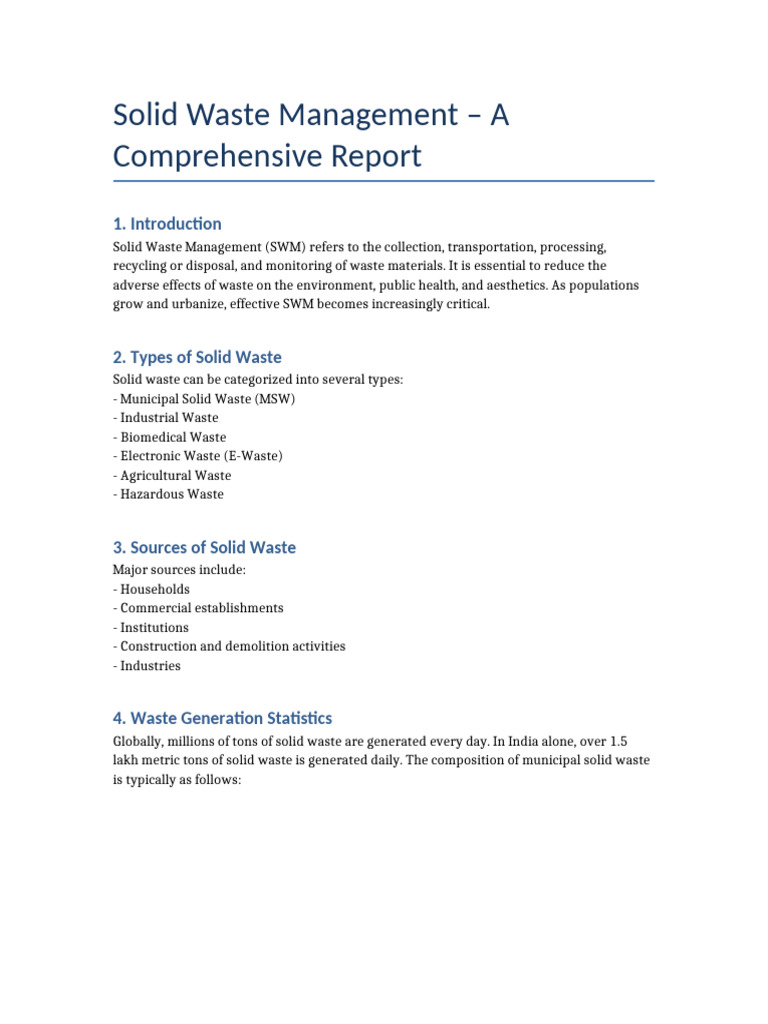 Solid Waste Management Report | PDF