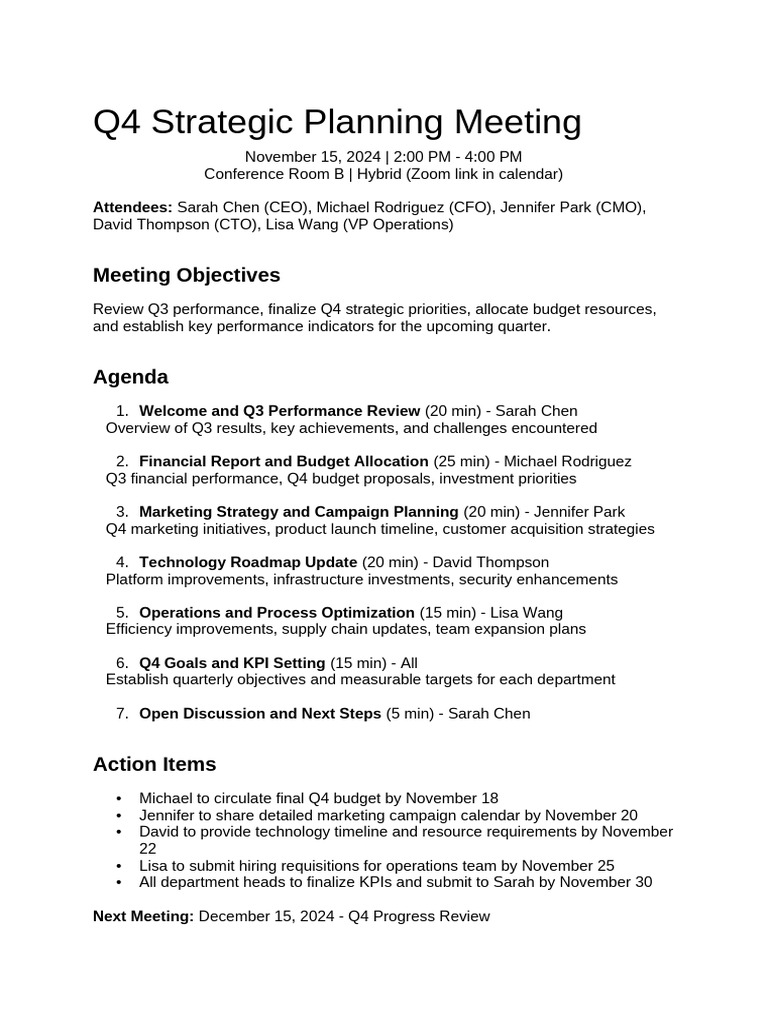 Strategic Planning Meeting | PDF