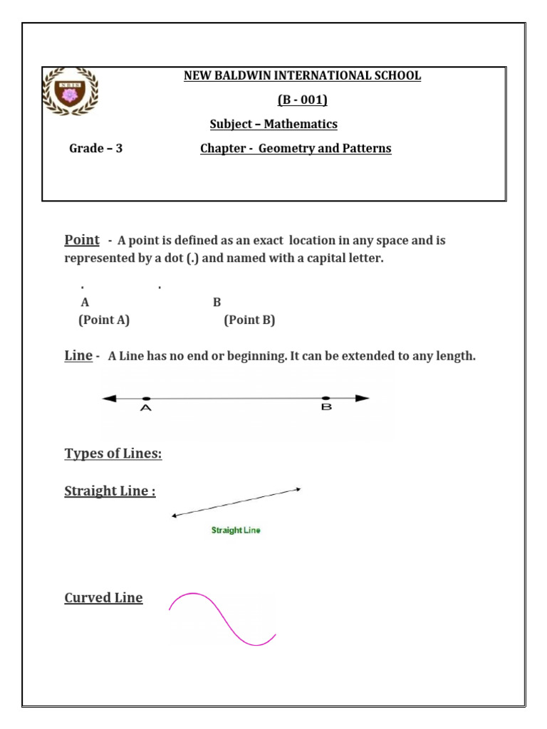 Grade 3 Maths Ch - Geometry Notes (2) | PDF | Line (Geometry) | Shape
