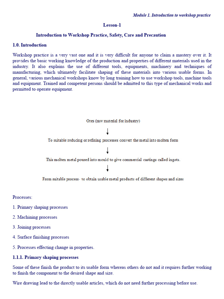 01-Introduction To Workshop Practice | PDF | Machining | Belt (Mechanical)