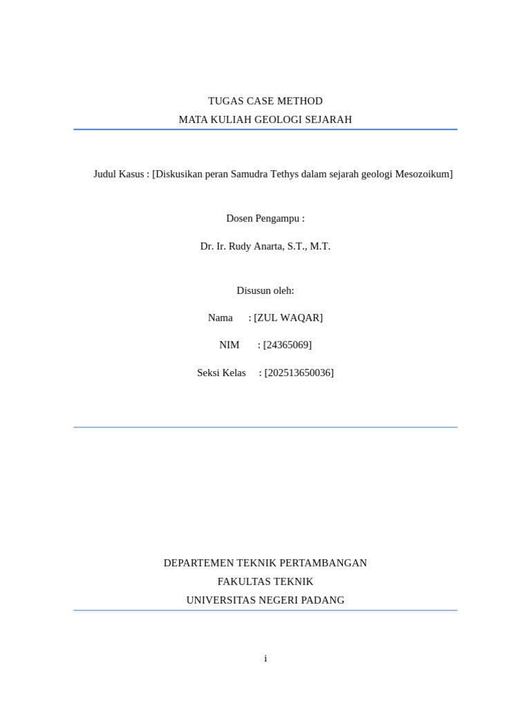 Template Tugas Case Method Geologi Sejarah[1] ZUL | PDF