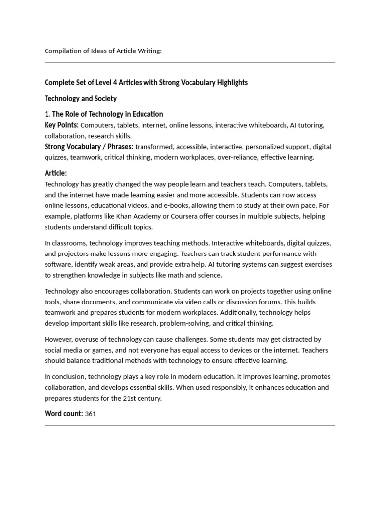 Compilation of Ideas of Article Writing | PDF | Climate Change | Mental ...