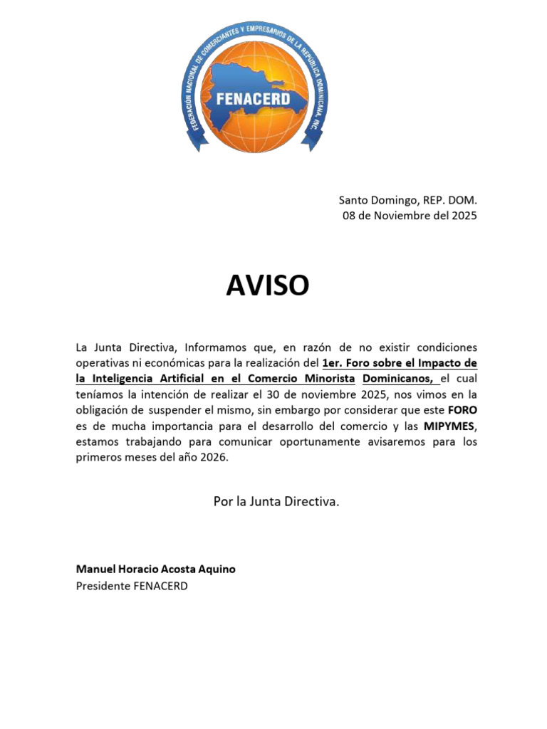 Posposicion 1er. Foro Impacto Del IA Comercio Minorista Dominicano 27 ...