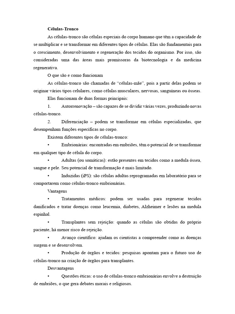 Células Tronco - Clonagem Reprodutiva e Terapêutica | PDF | Clonagem ...
