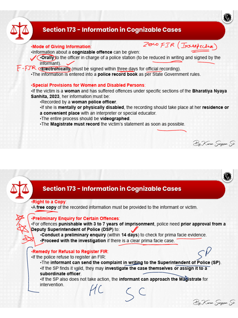 Section 173 - Information in Cognizable Cases: Mode of Giving ...