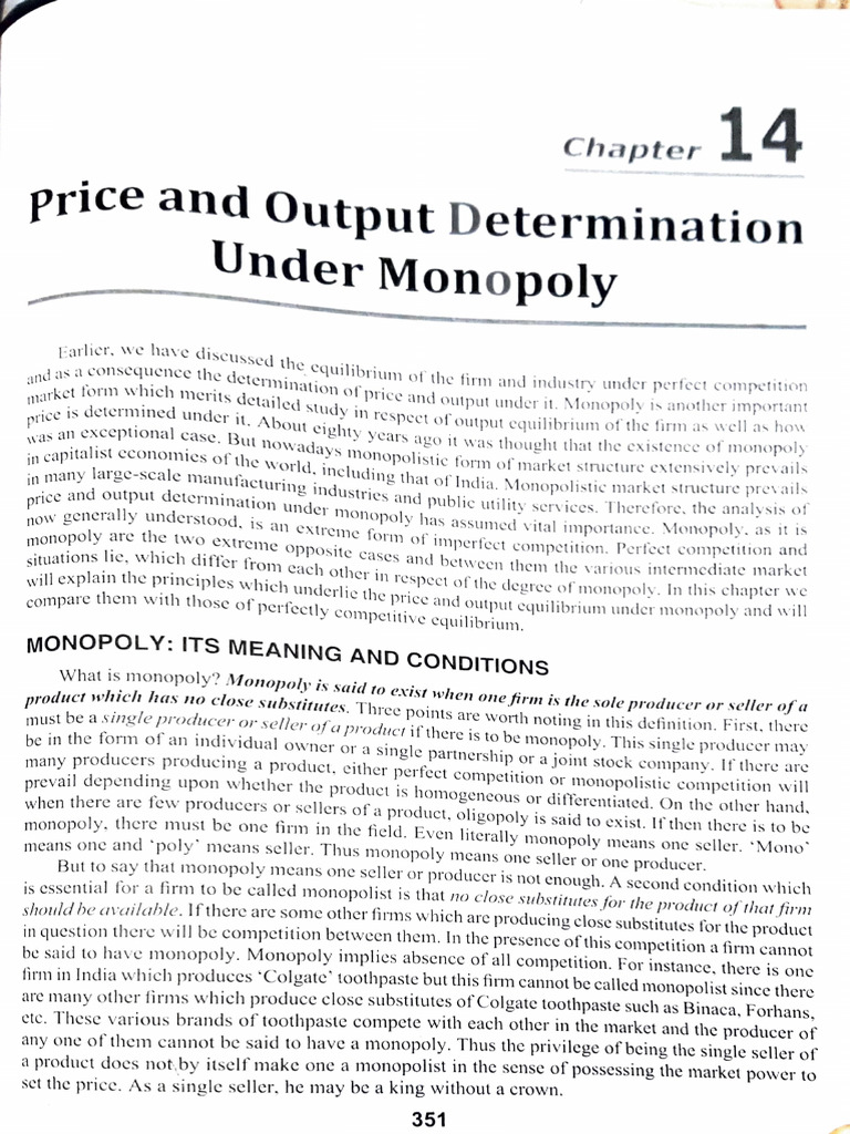 2023 - Unit 3 - Monopoly - Meaning and Features - Reading Material ...