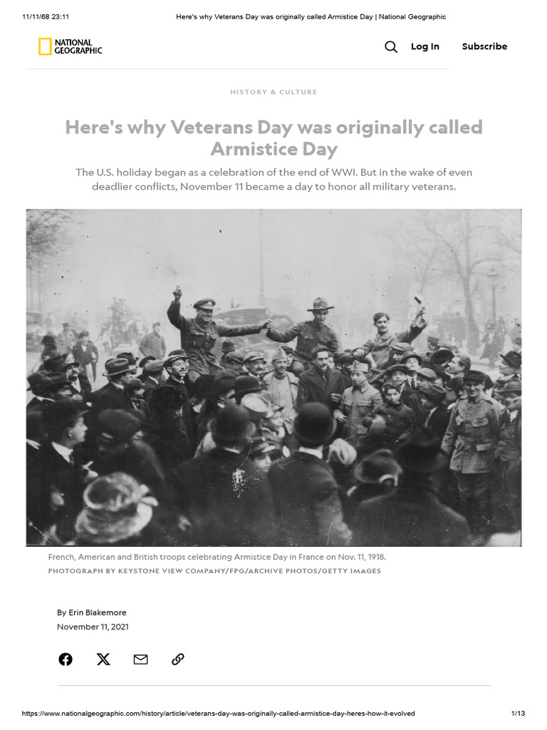 Here's Why Veterans Day Was Originally Called Armistice Day - National ...