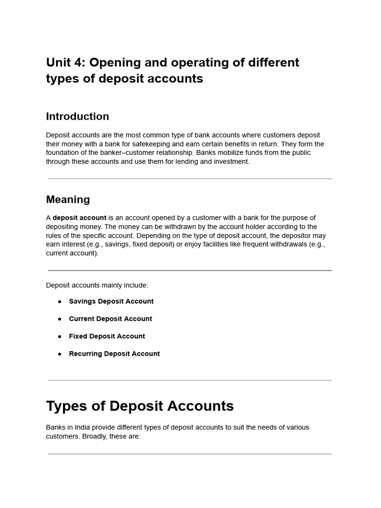 Banking Unit 4 | PDF | Transaction Account | Sole Proprietorship