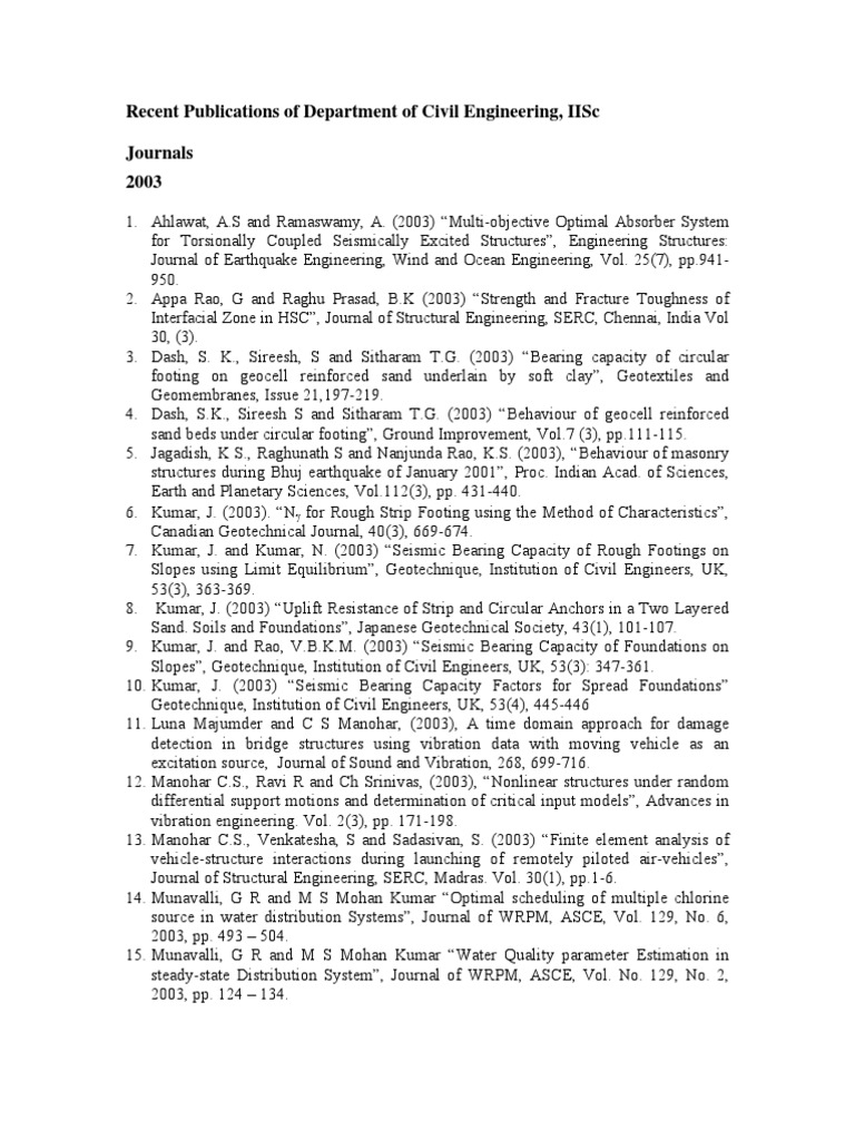 Publications Iisc Civil Dept | PDF | Geotechnical Engineering | Hydrology