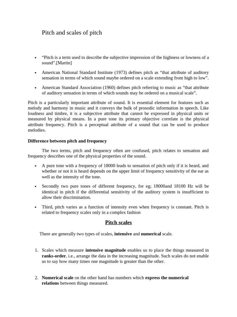 Pitch and Scales of Pitch (1) | PDF | Pitch (Music) | Sound