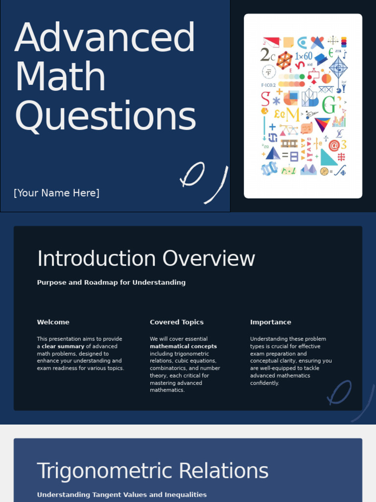 Presentation - Advanced Math Questions | PDF | Trigonometric Functions | Equations