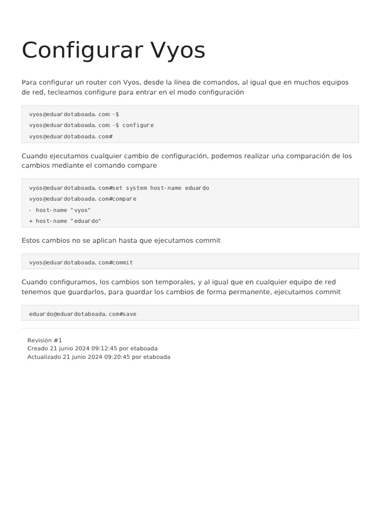 Configuración de Router Vyos en CLI | PDF