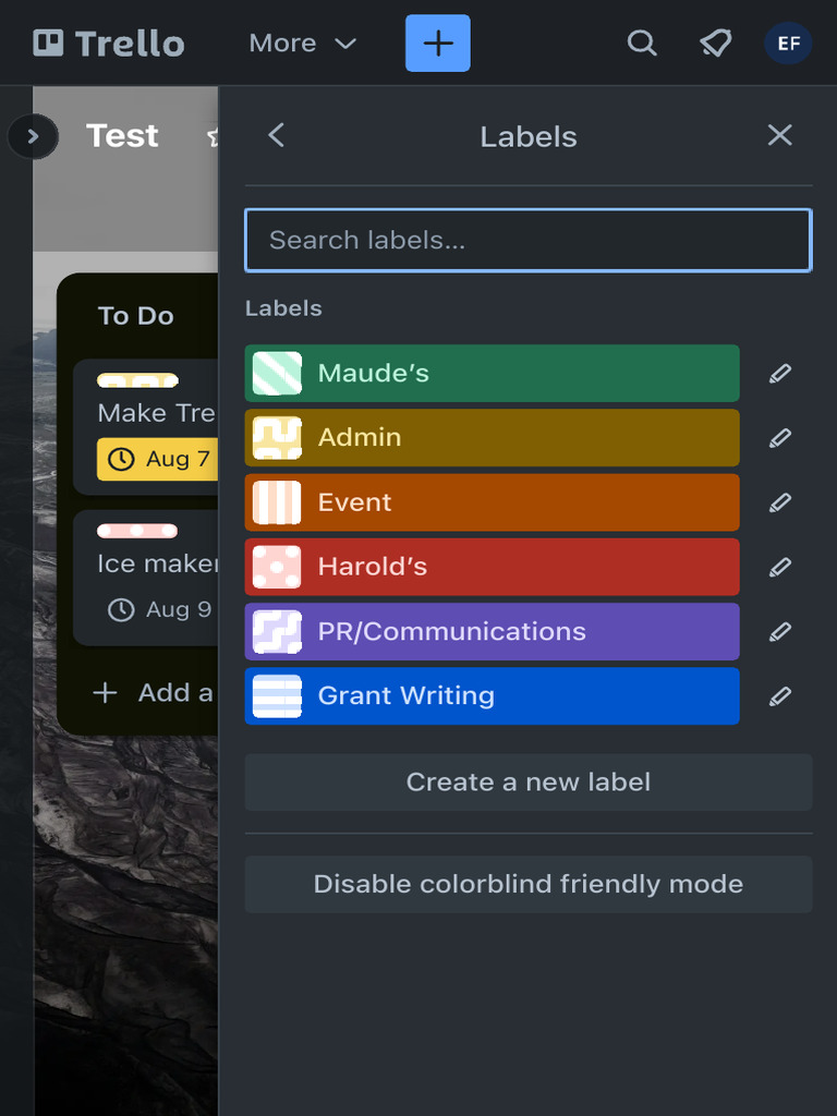 Trello Test Board Overview and Labels | PDF