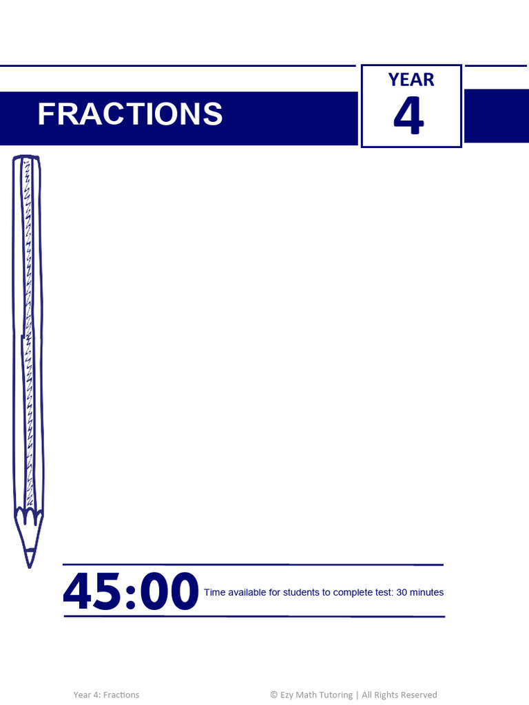 Year 4 Fractions Practice Test | PDF