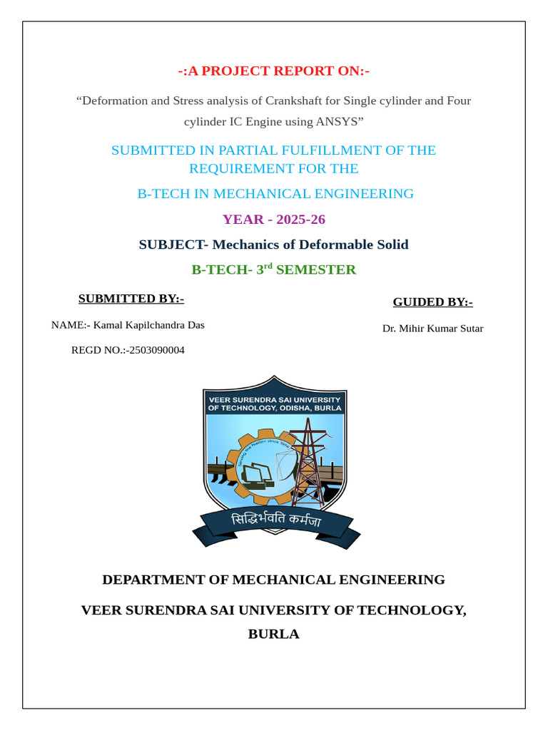 Crankshaft Stress Analysis Using ANSYS | PDF