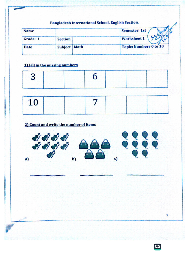 Math Worksheet 1 | PDF