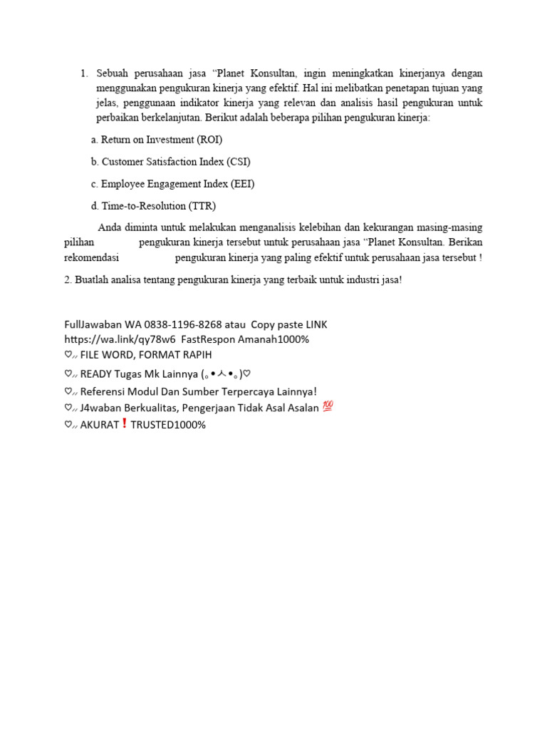 FullJAWABAN Tugas 2 Manajemen Operasi Jasa | PDF