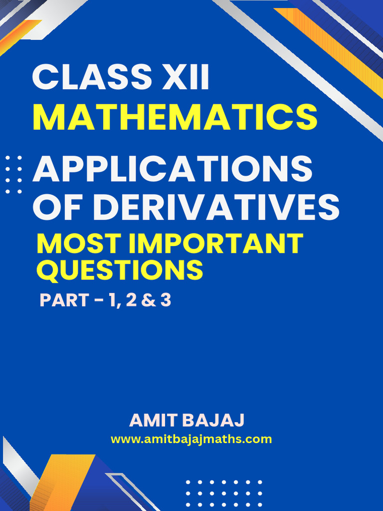 Key Questions on Derivatives for Class XII | PDF | Elementary ...