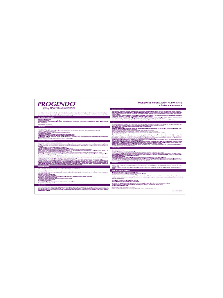 Prospecto Progendo 200mg | PDF