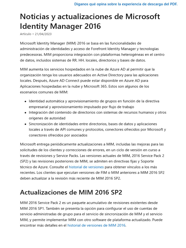 Microsoft Identity Manager | PDF | Microsoft Azure | Servidor SQL de ...