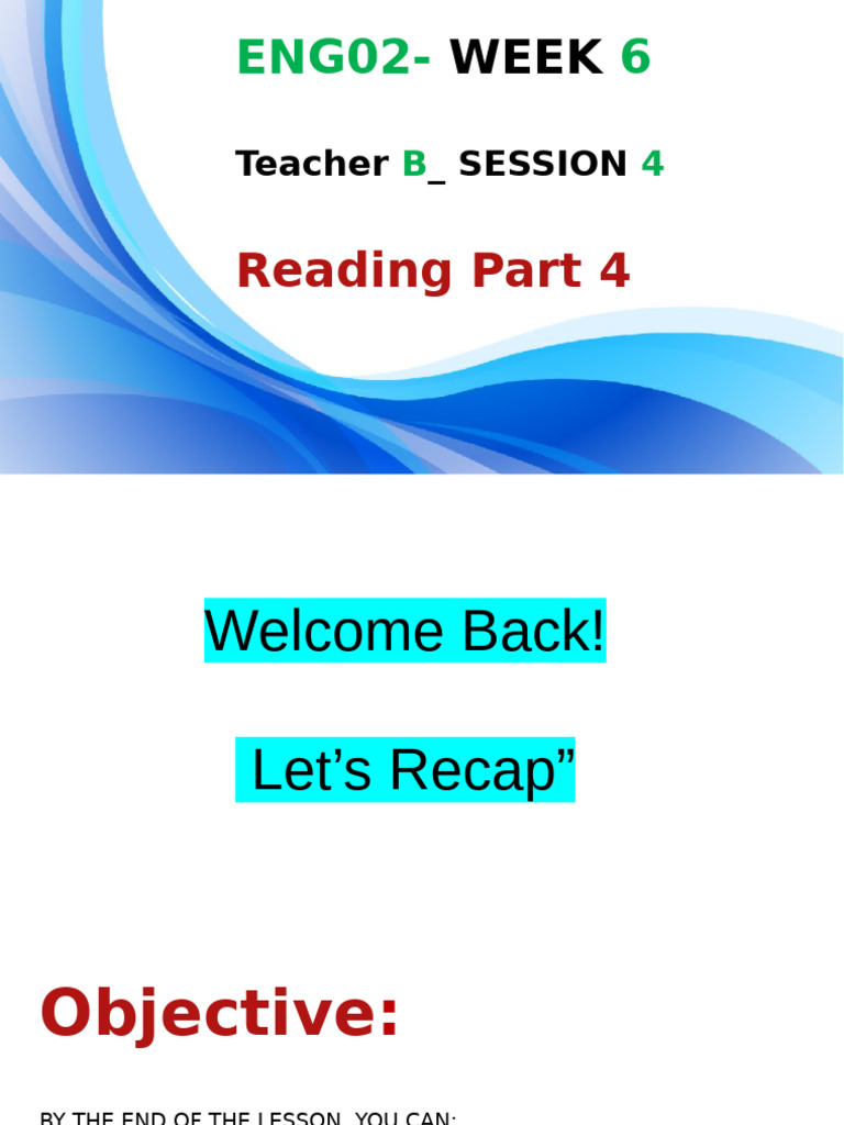 Week 6 - Session 4 - Readin P.4 - Presentation | PDF
