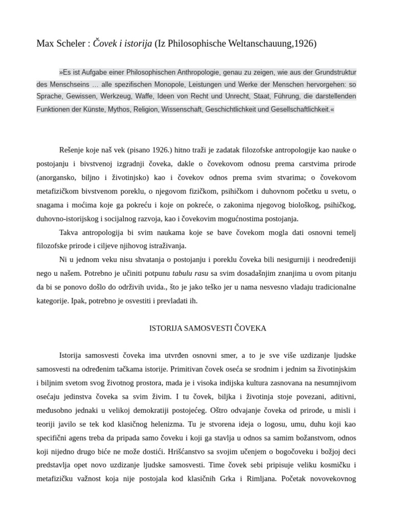 Die Stellung Des Menschen Im Kosmos | PDF
