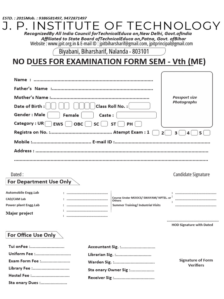 No Dues For Exam Form Sem - IV (EE) .PDF - 20251111 - 153230 - 0000 | PDF