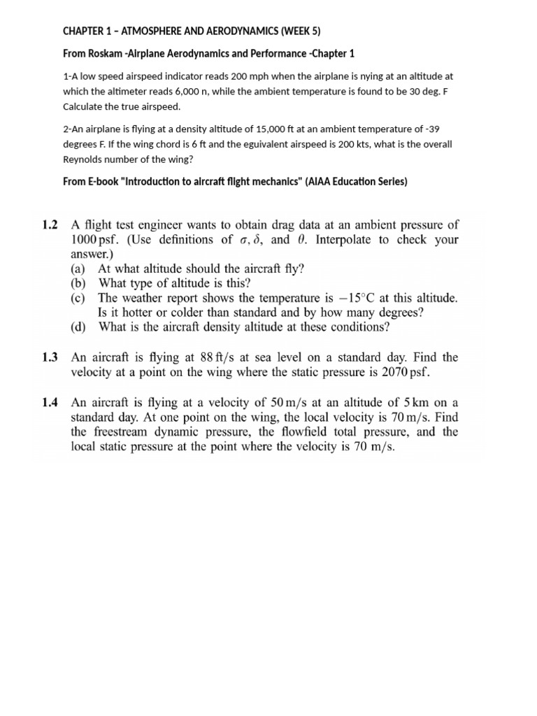 CHAPTER 1 - Atmosphere and Aerodynamics (W5) | PDF