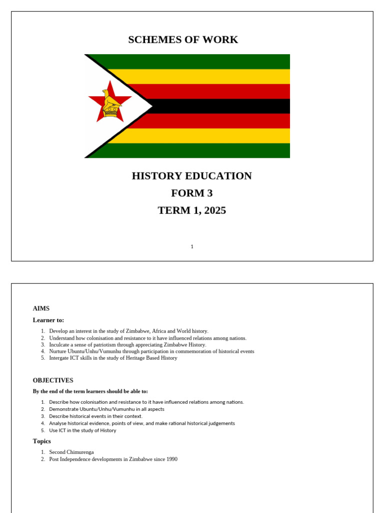History Education Term 1 Scheme 2025 | PDF | Teachers | Methodology