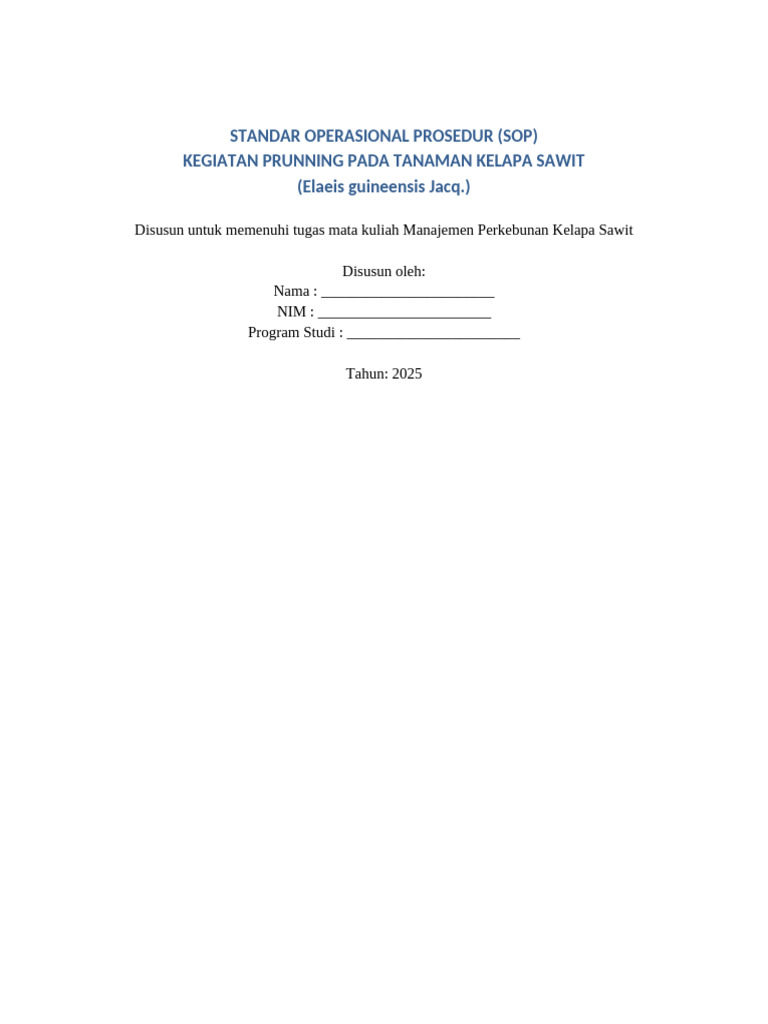 SOP Prunning Tanaman Kelapa Sawit | PDF