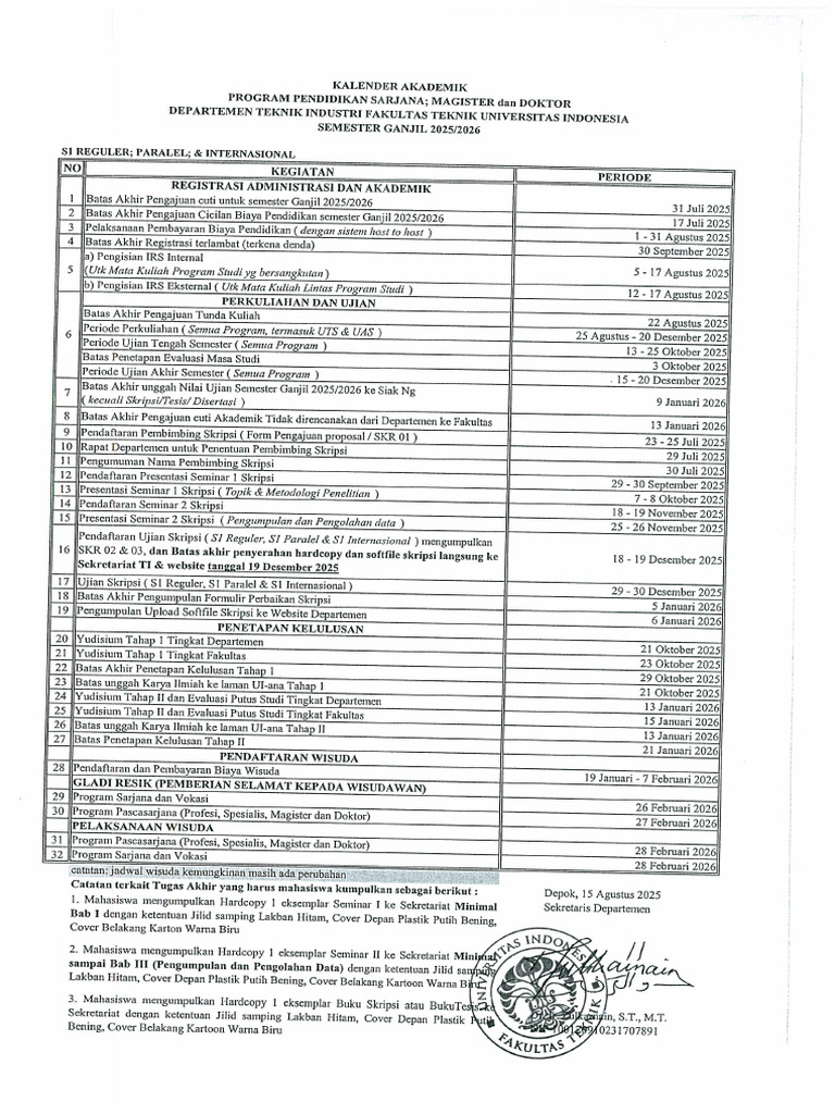 Kalender Akademik Semester Ganjil 2025-2026 | PDF