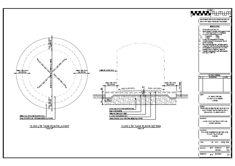 L09 Water Tank Plinth Layout and Section Details | PDF