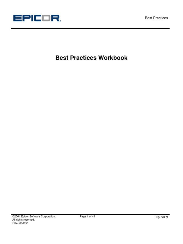 Best Practices Workbook Rev-2009.04 | PDF | Customer Relationship ...