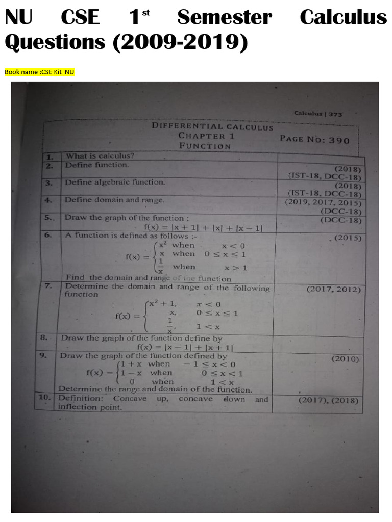 NU CSE 1st Semester Calculus | PDF | Chess Theory | Chess