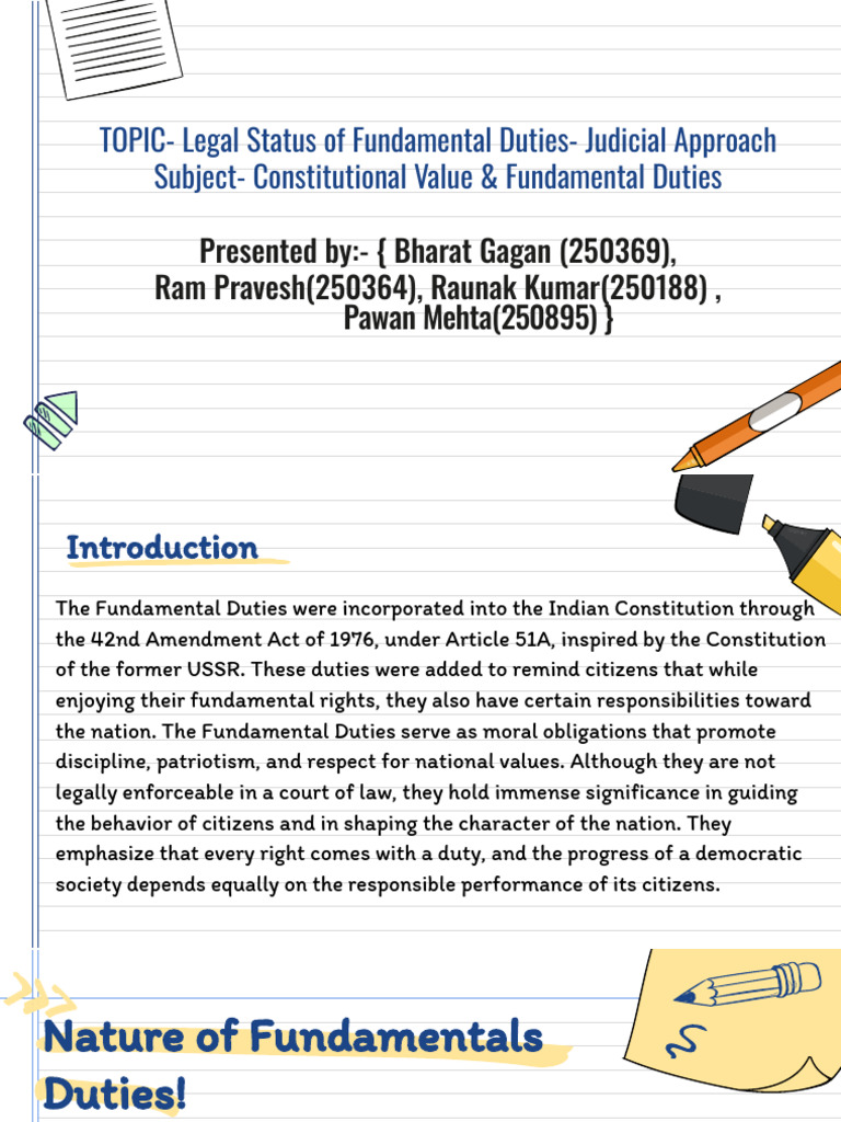 Legal Status of Fundamental Duties in India | PDF | Citizenship ...