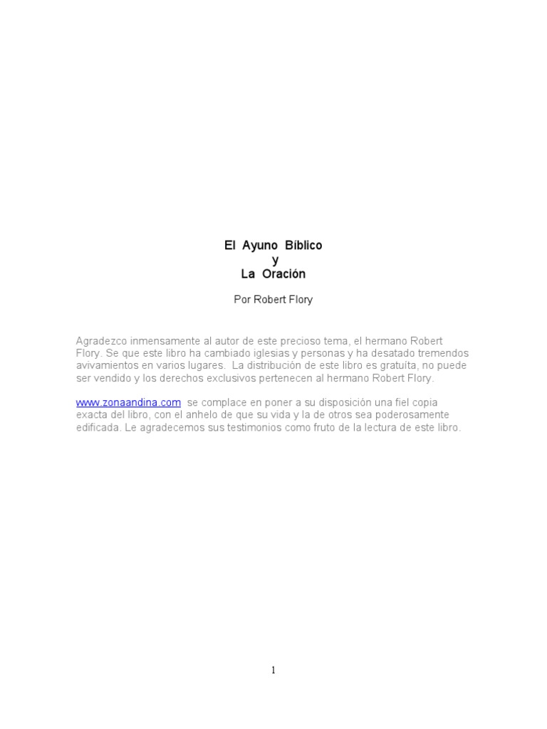 Robert Flory El Ayuno Biblico y La Oracion | PDF | Oración | Rápido
