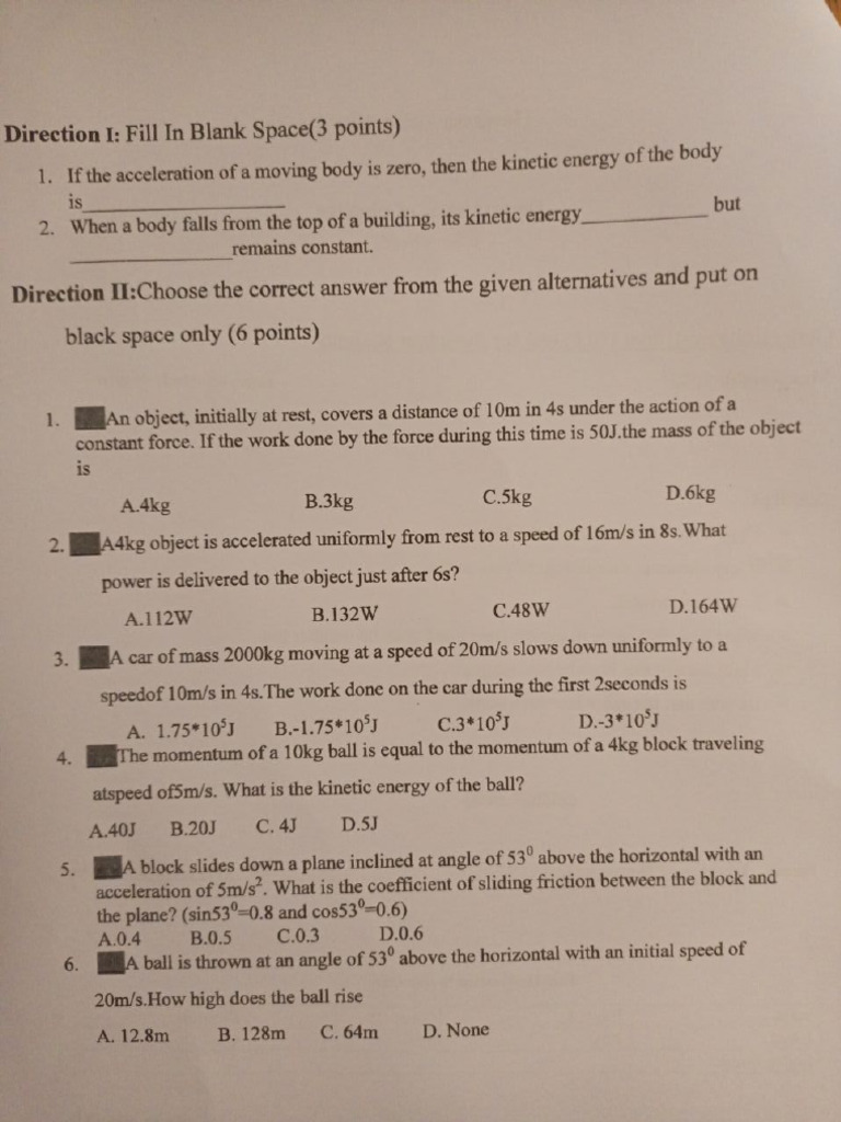Physics Midterm Exam 23 (HwU) | PDF
