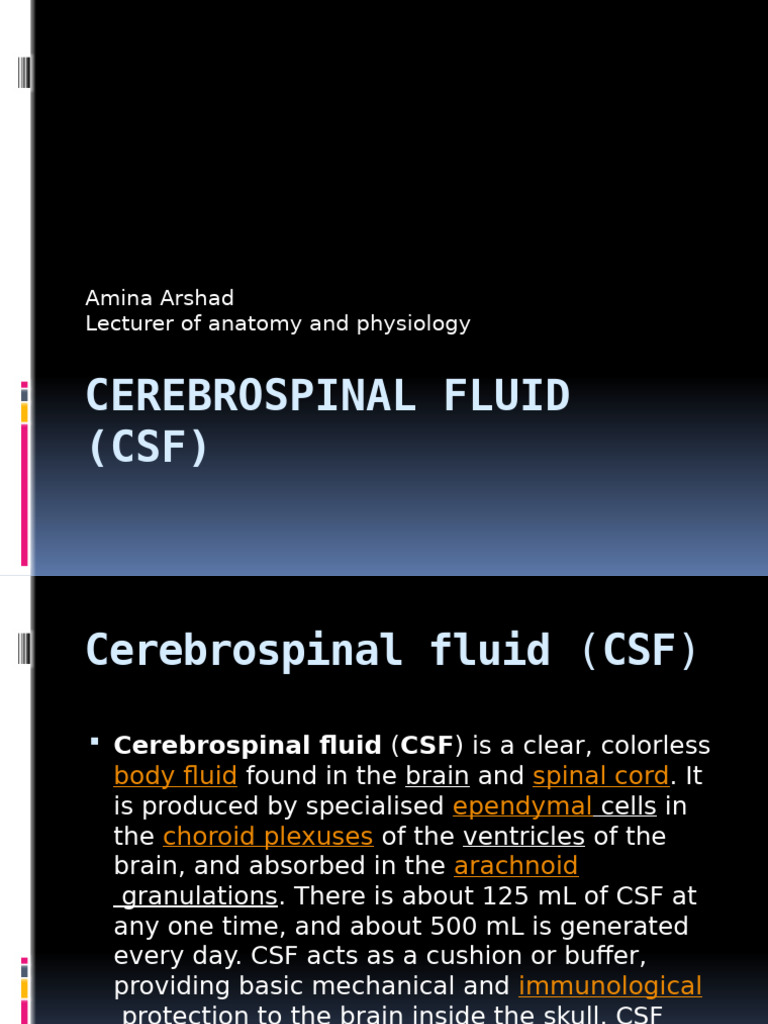 Understanding Cerebrospinal Fluid (CSF) | PDF