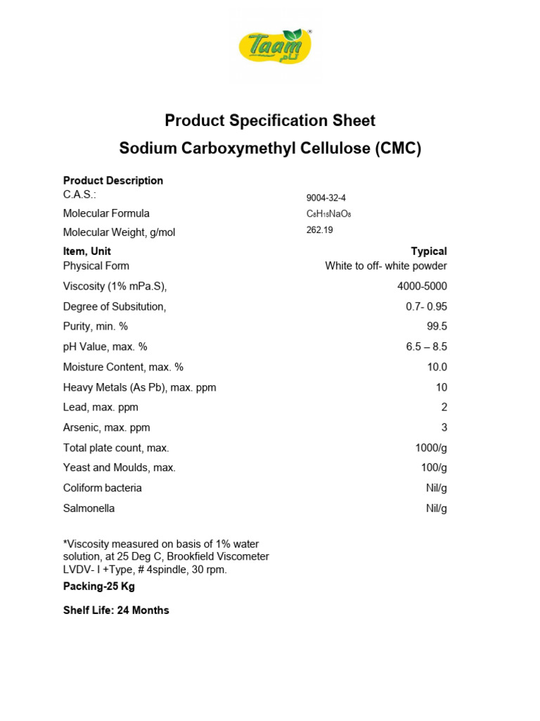 Sodium Carboxymethyl Cellulose (CMC) | PDF