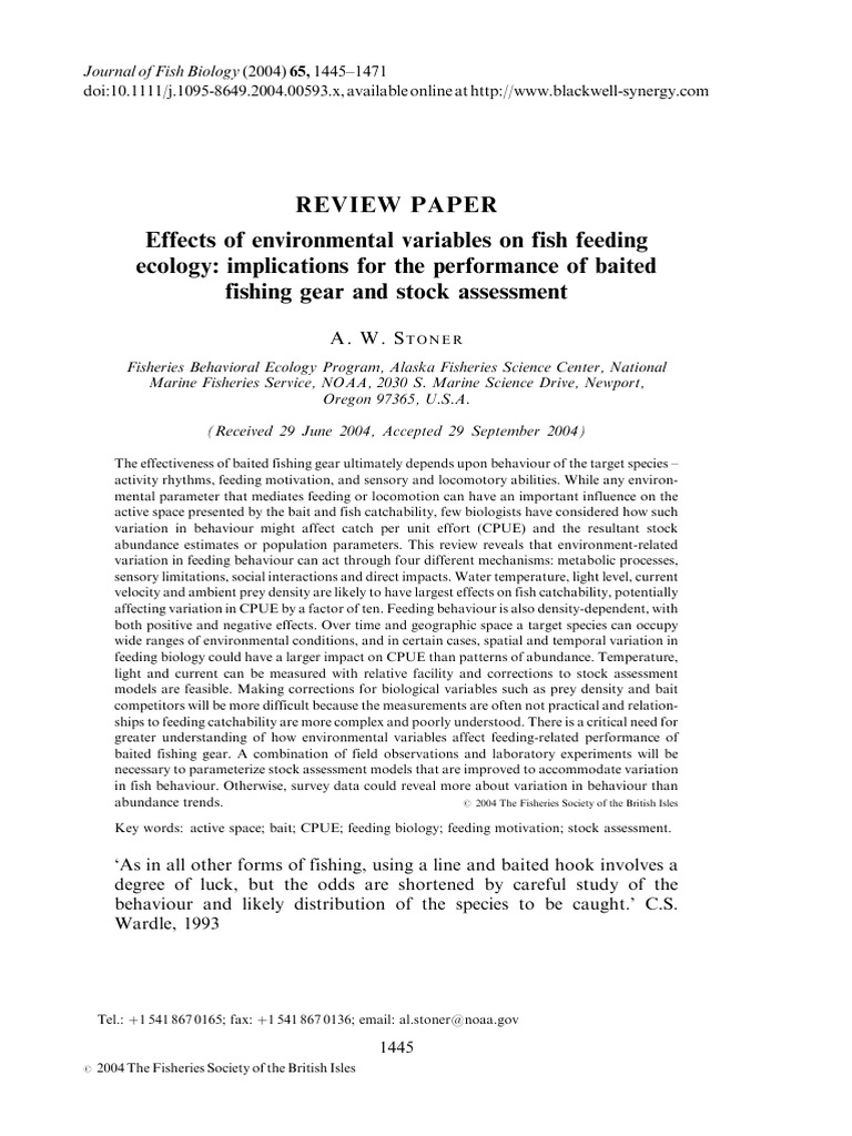 Journal of Fish Biology - 2004 - Stoner - Effects of Environmental ...