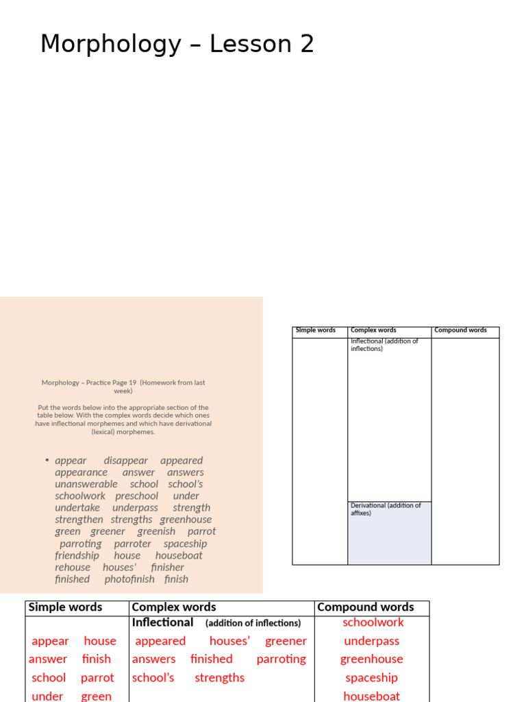 Morphology 8211 Lesson 2 | PDF | Word | Morphology (Linguistics)