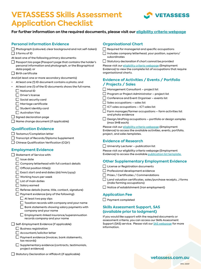 Skills Assessment Application Checklist - Oct 2025 | PDF | Diploma ...