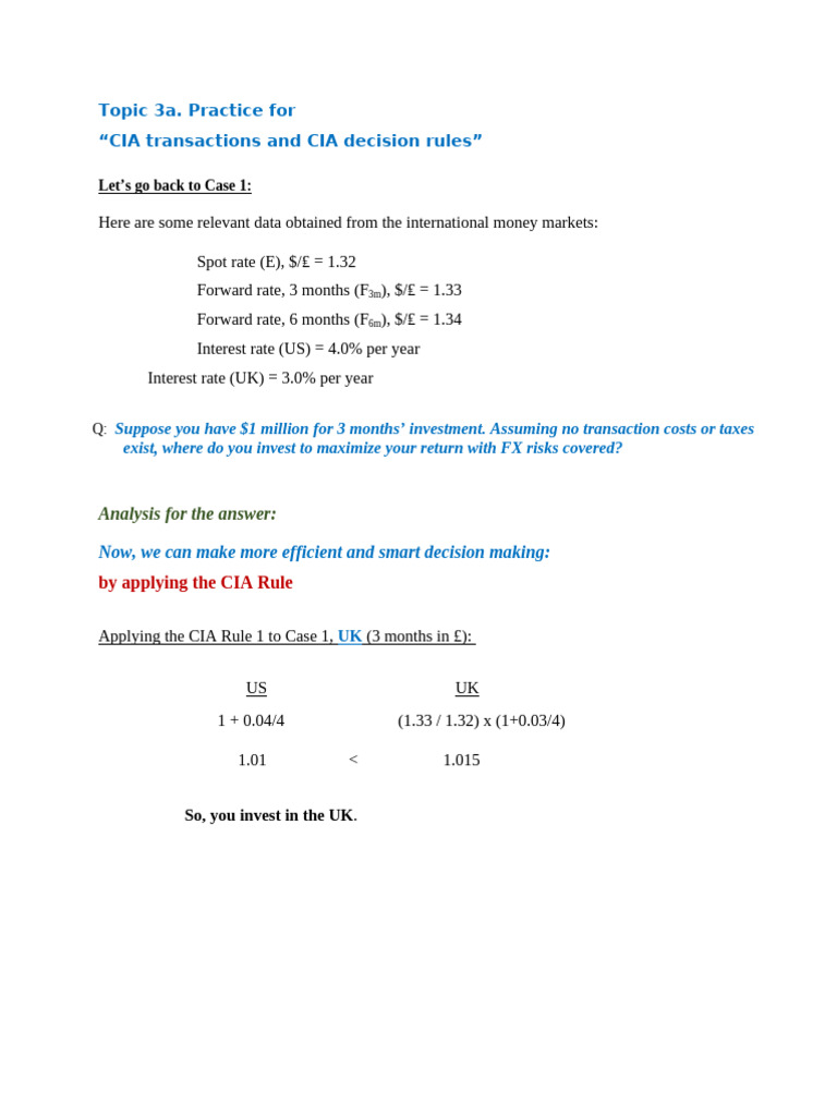 Topic 3a Practices For CIA Transactions and CIA Decision Rules | PDF