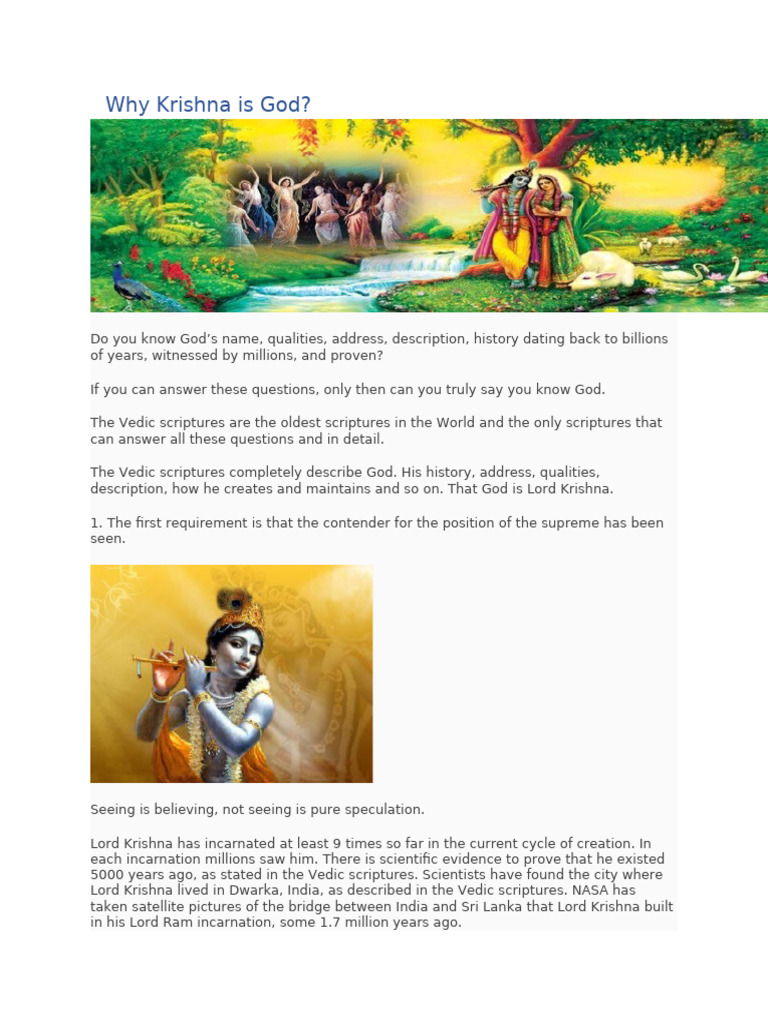 Understanding Krishna as the Supreme God | PDF | Bhagavad Gita | Vishnu