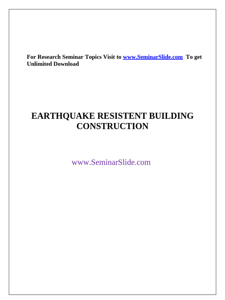 Earthquake Resistant Building Design | PDF | Earthquake Engineering ...