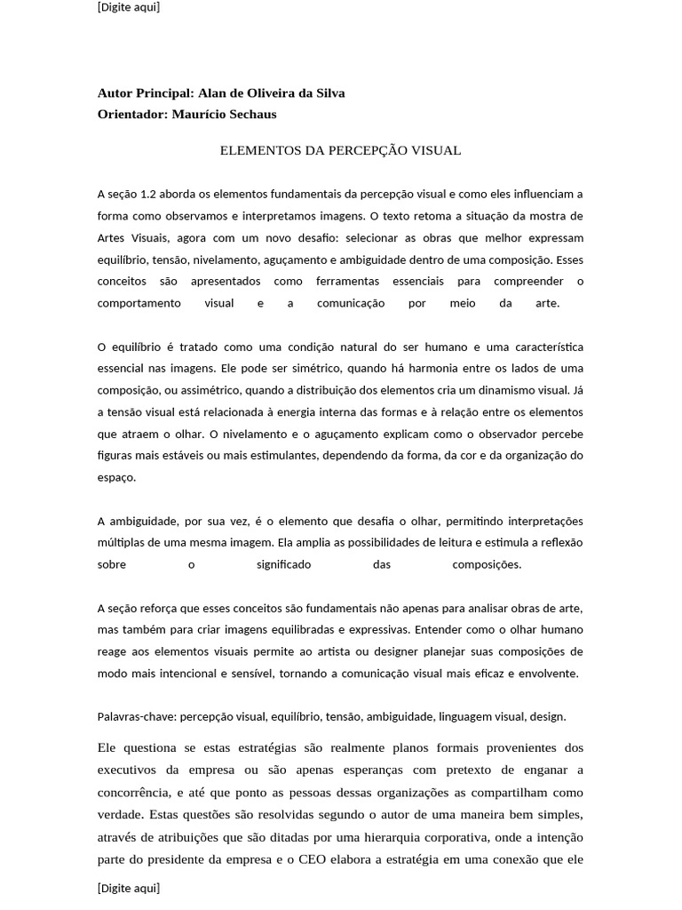 Elementos da Percepção Visual na Arte | PDF | Imagem | Sistema visual