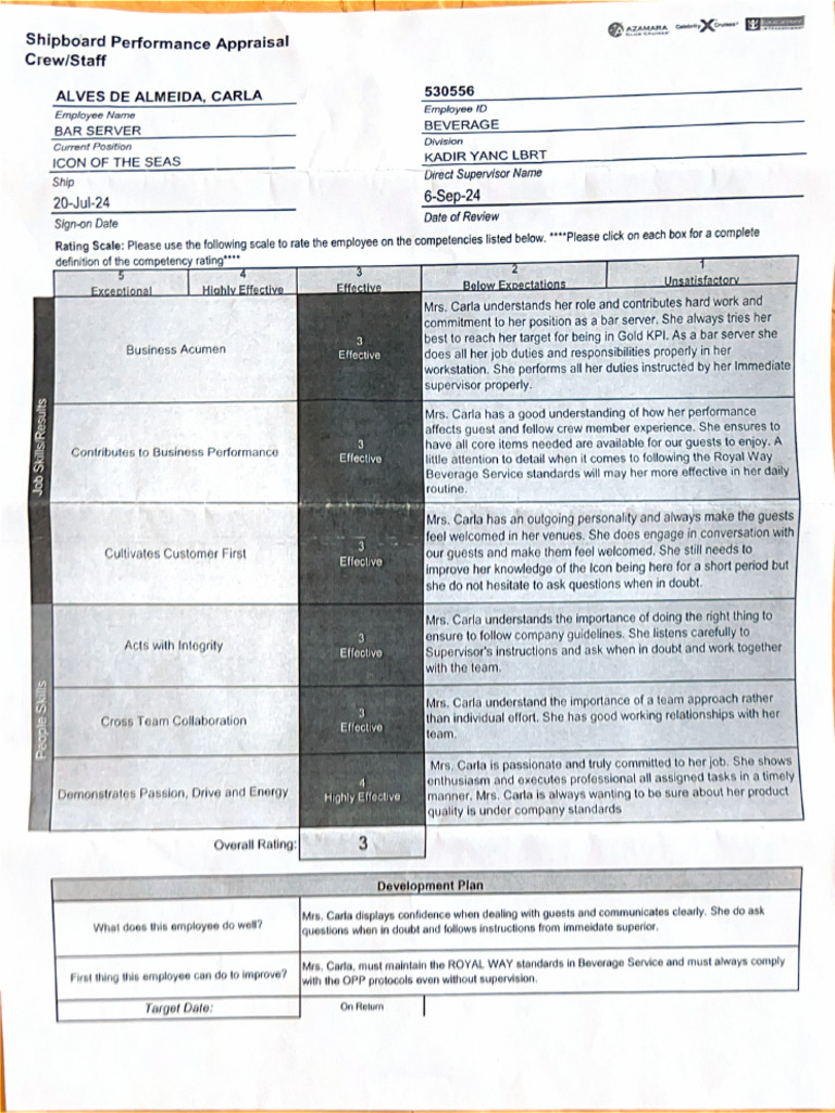 Shipboard Performance Appraisal | PDF