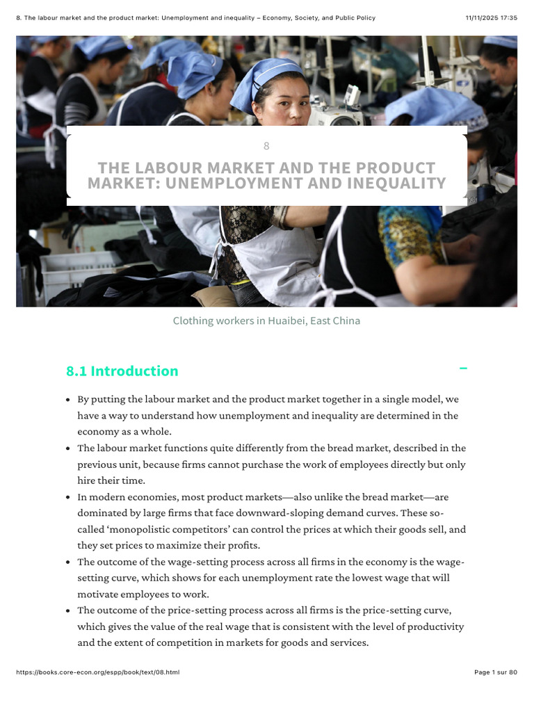 The Labour Market and The Product Market: Unemployment and Inequality - Economy, Society, and ...
